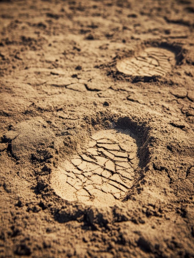 Dusty Boot Prints on Dry Ground Symbolize Hard Work and Determination ...