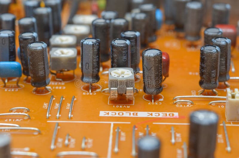 Old Dusty Circuit Board with Electronic Components Close-up Stock Image ...