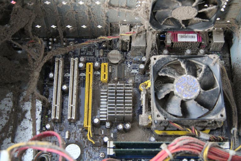 Dusty computer motherboard stock photo. Image of covered - 37404838