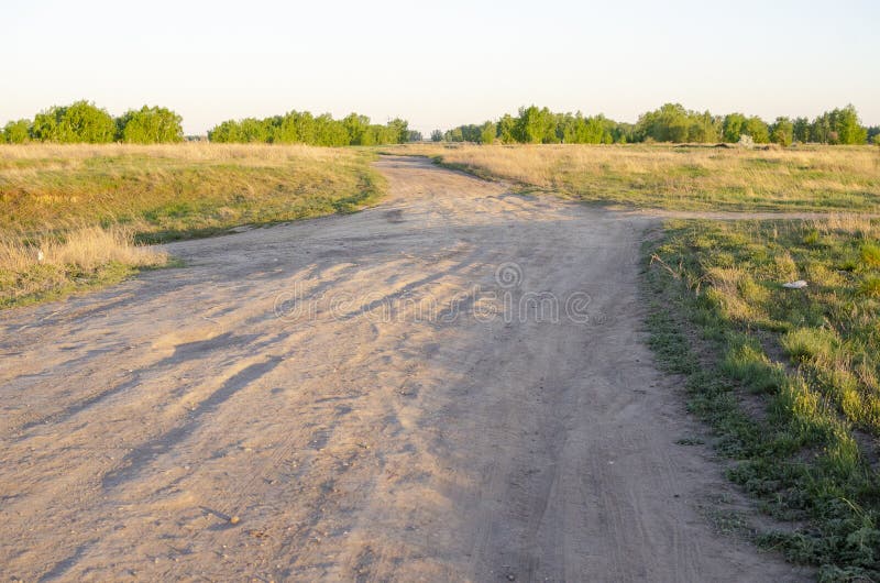 Dusty Country Road in the Steppe Stock Image - Image of meadow ...