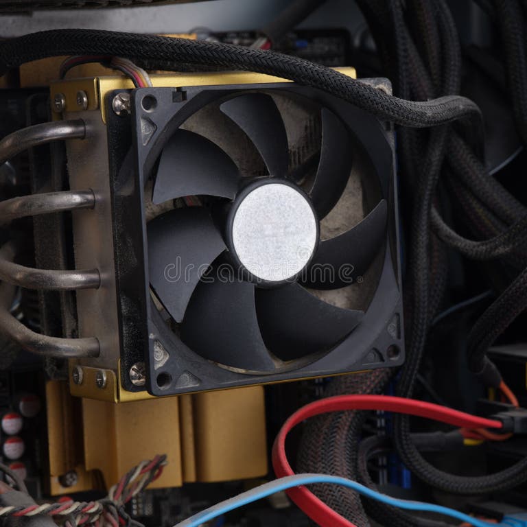 A Dusty CPU Fan in a Computer Case Stock Photo - Image of service ...