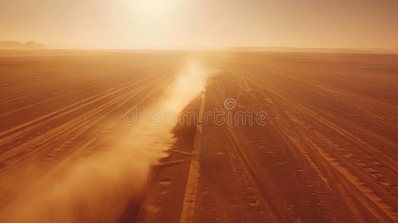 Dusty Dirt Road through a Desert Landscape Stock Illustration ...