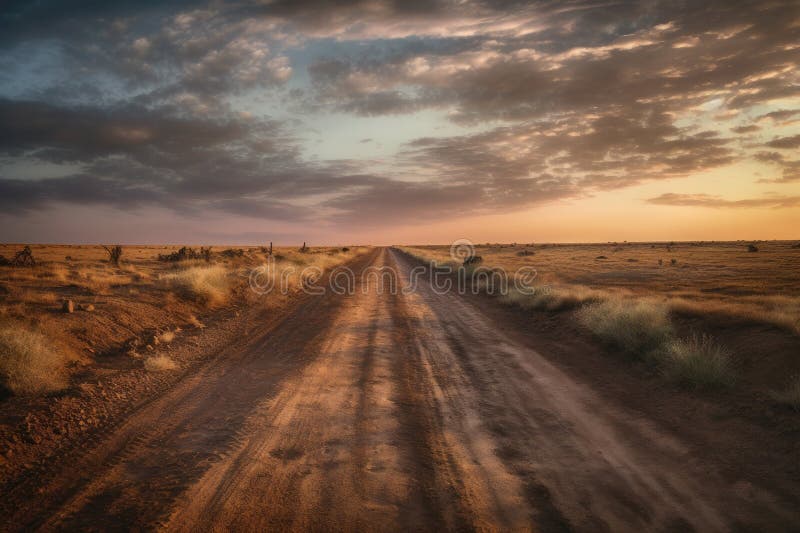 Dusty Dirt Road Disappearing into the Horizon Stock Illustration ...