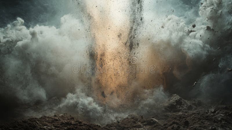 A Dusty Explosion Rising from the Ground Stock Illustration ...