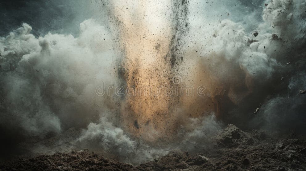 A Dusty Explosion Rising from the Ground Stock Illustration ...