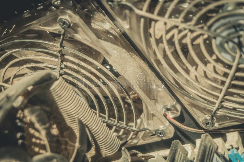 Dusty Fan of the Cooling System of the Computer Processor. Dirt on the ...