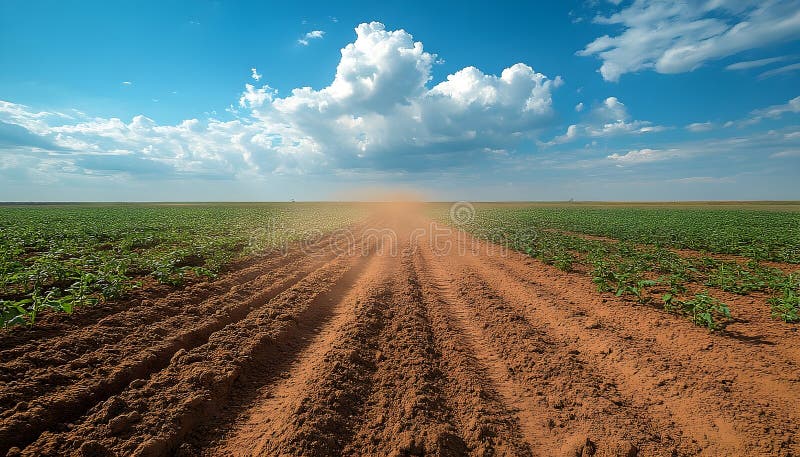 Dusty Road through Farmland Stock Illustration - Illustration of ...