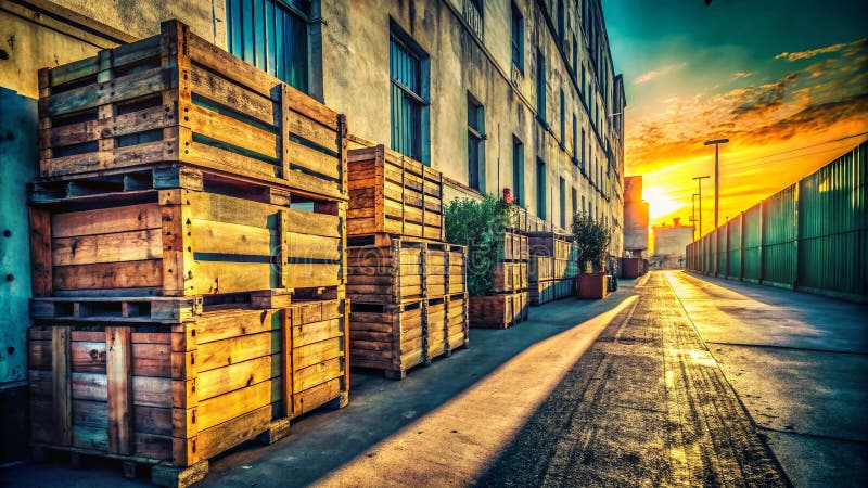 A Dusty Loading Dock Scene Vintage Crates Intriguing Shadows and Urban ...