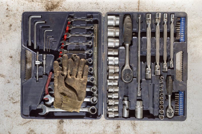 A Dusty Long-used Working Set of Car Repair Tools. Car Repair and ...