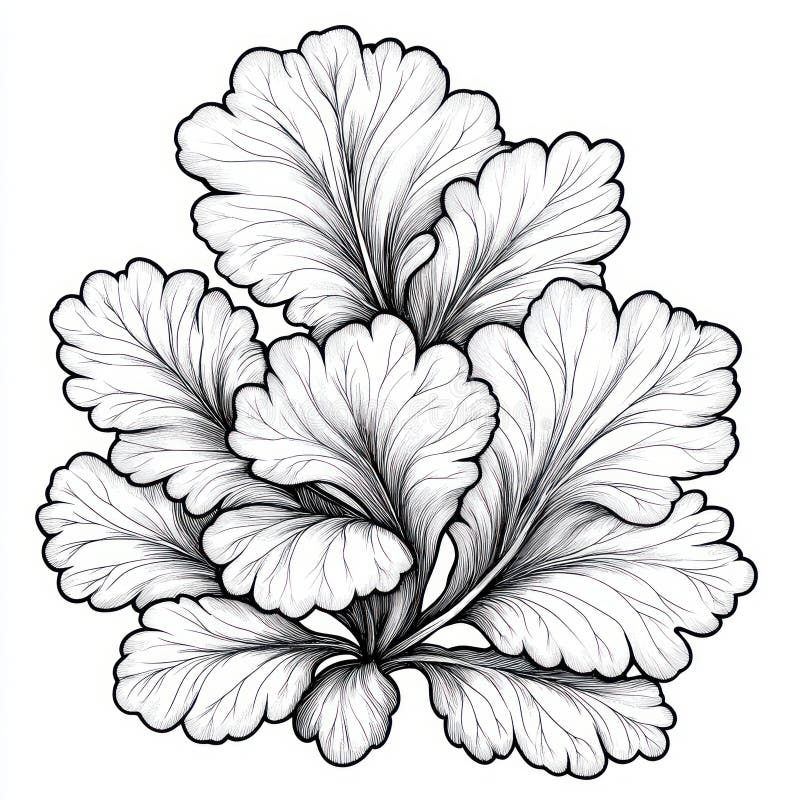 A Dusty Miller, Line Pattern, Black and White Artwork Style. Coloring ...