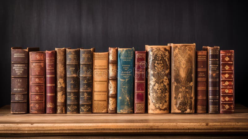 Dusty old book standing stock illustration. Illustration of script ...