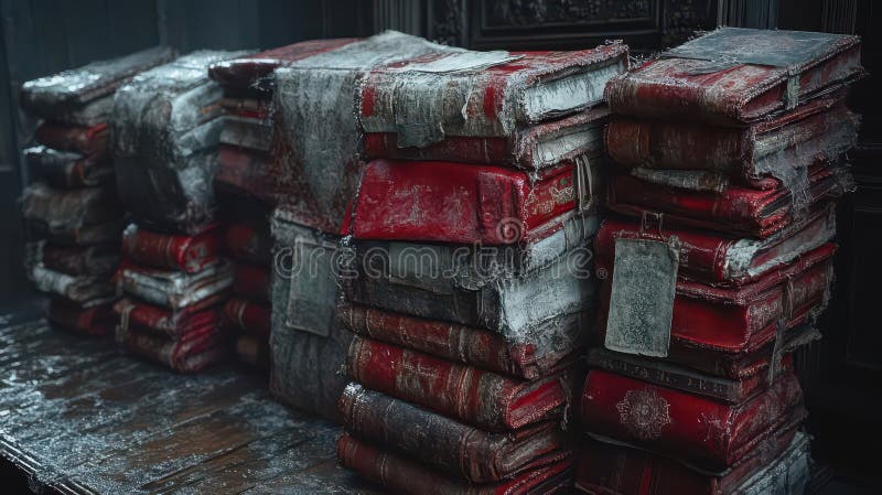 Dusty Old Books, a Forgotten Archive Stock Illustration - Illustration ...