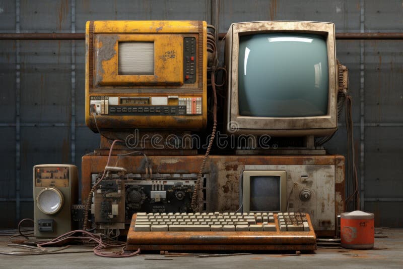 Dusty Old Rusty Computers. Generate Ai Stock Illustration ...