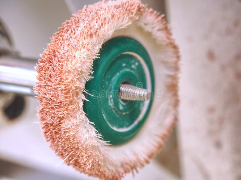 Dusty Rotating Metal Brush. Power Drill Head Stock Photo - Image of ...