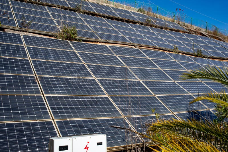 Dusty Solar Panels Surface Requires Maintenance and Cleaning Stock ...