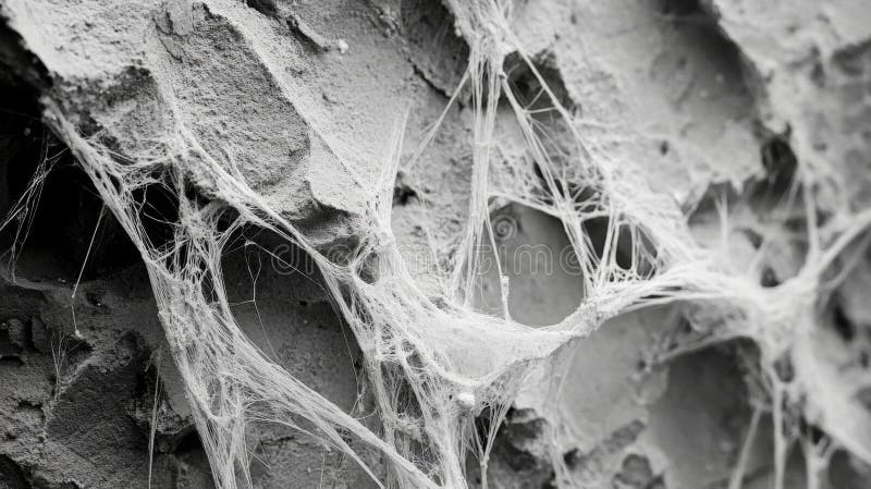 Dusty Spiderweb Draped Across Rough Stone Wall Stock Illustration ...