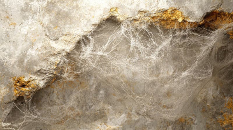 Dusty Spiderweb Draped Over Weathered Rock Surface Stock Illustration ...