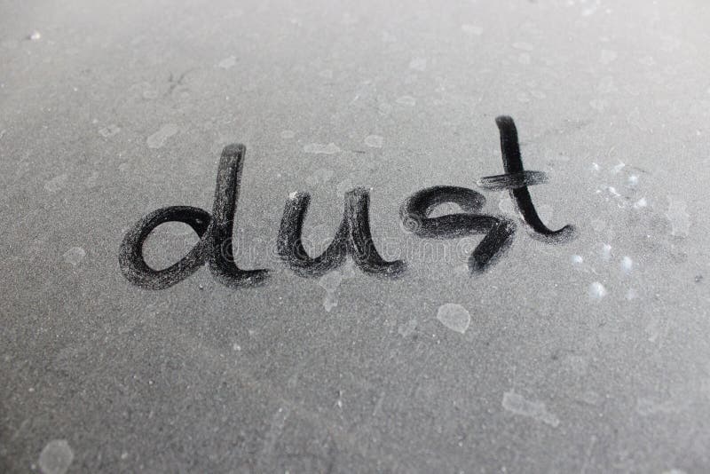 Dust Written on Dusty Wooden Surface Stock Image - Image of dust, dusty ...