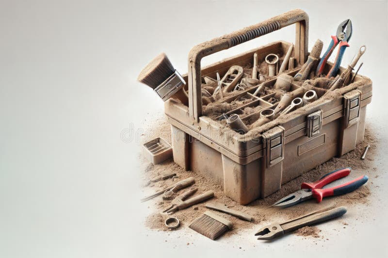 A Dusty Toolbox for Construction. Space for Text. Stock Image - Image ...