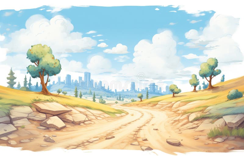 Dusty Trail in the Middle of a Dry Desert Landscape Stock Photo - Image ...