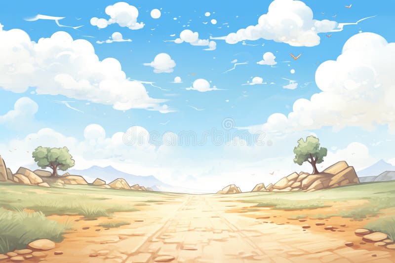 Dusty Trail in the Middle of a Dry Desert Landscape Stock Photo - Image ...