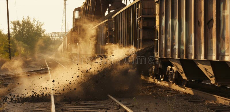 A Dusty Train Car Being Filled with Coal through a Chute Stock Photo ...
