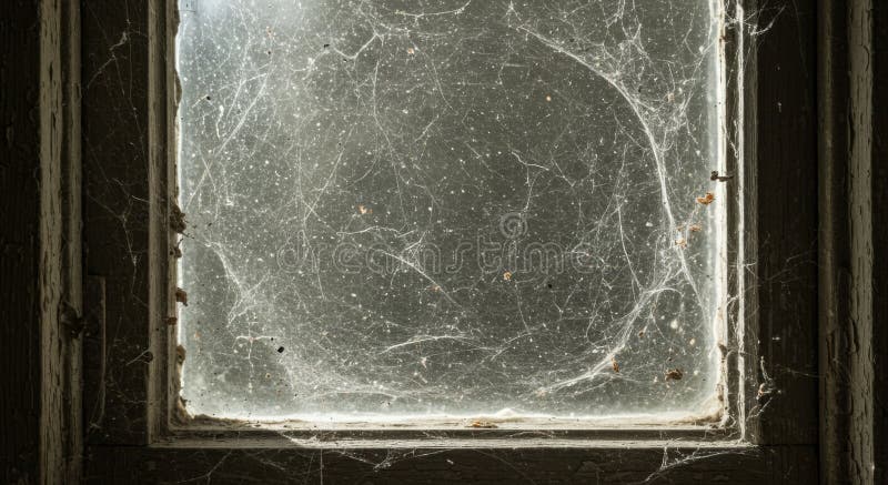 Dusty Window Pane with Spiderweb Stock Illustration - Illustration of ...