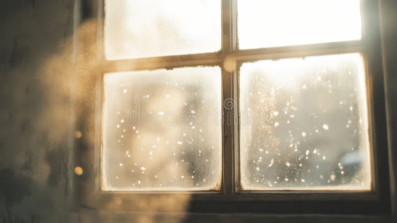 Dusty Window Pane with Sunlight Streaming through Stock Illustration ...