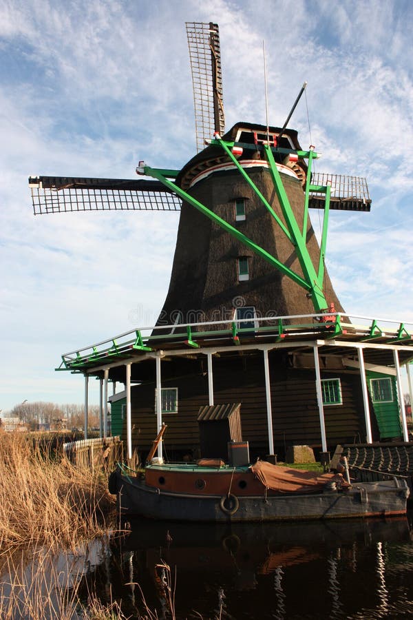 Dutch Ancient Windmill Built from Wood. Typical Structure of the ...