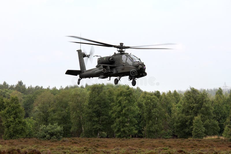 Dutch Apache Attack Helicopter Above the Heath Stock Photo - Image of ...