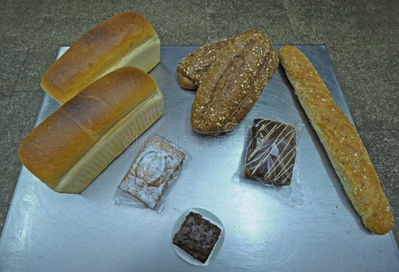 Dutch Bakery Products Placed on a Tray: Bread, Rolls, Muffins Stock ...