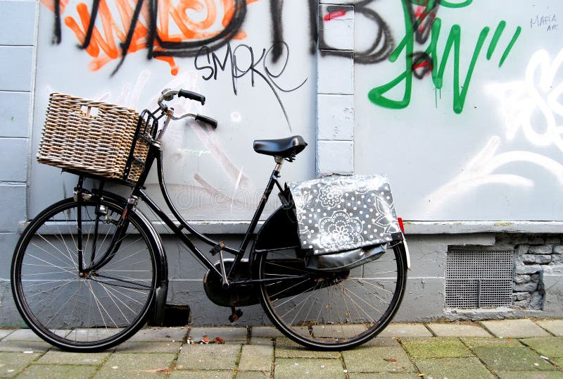 Dutch bicycle stock image. Image of holland, graffiti - 13206617