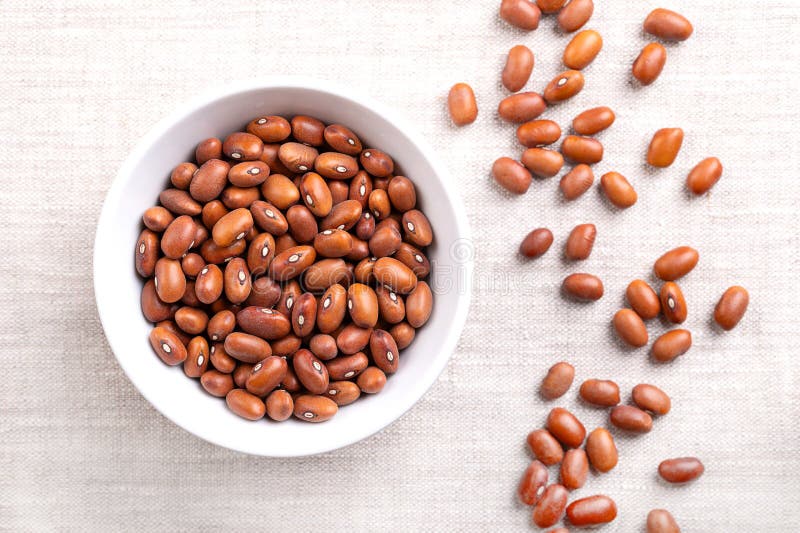 Dried Dutch Brown Beans, Bruine Bonen in White Bowl on Linen Stock ...