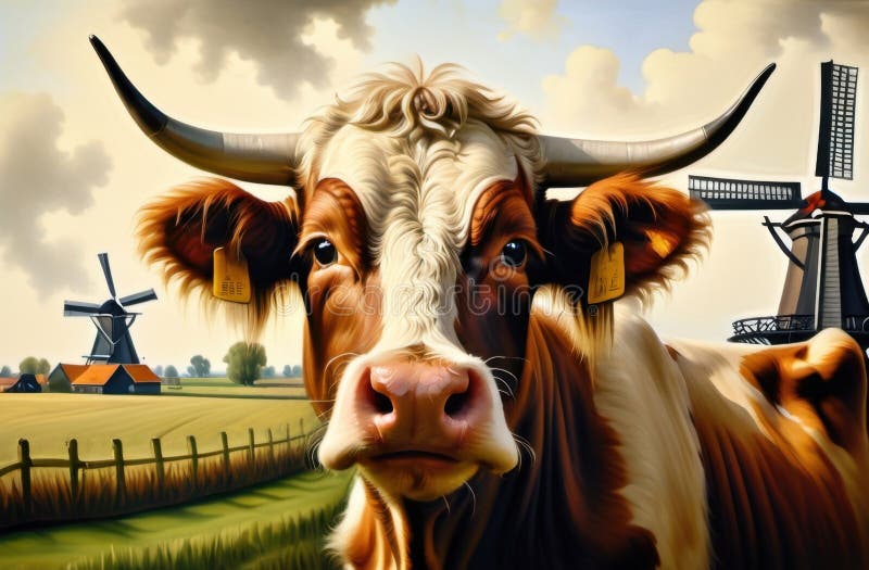 A Dutch Bull in a Farmland at 6-12-2024 Stock Illustration ...