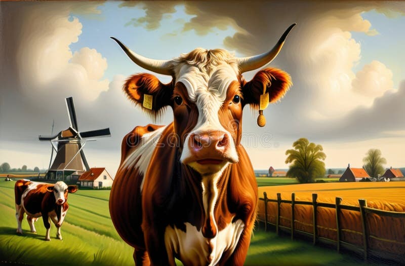 A Dutch Bull in a Farmland at 6-12-2024 Stock Illustration ...
