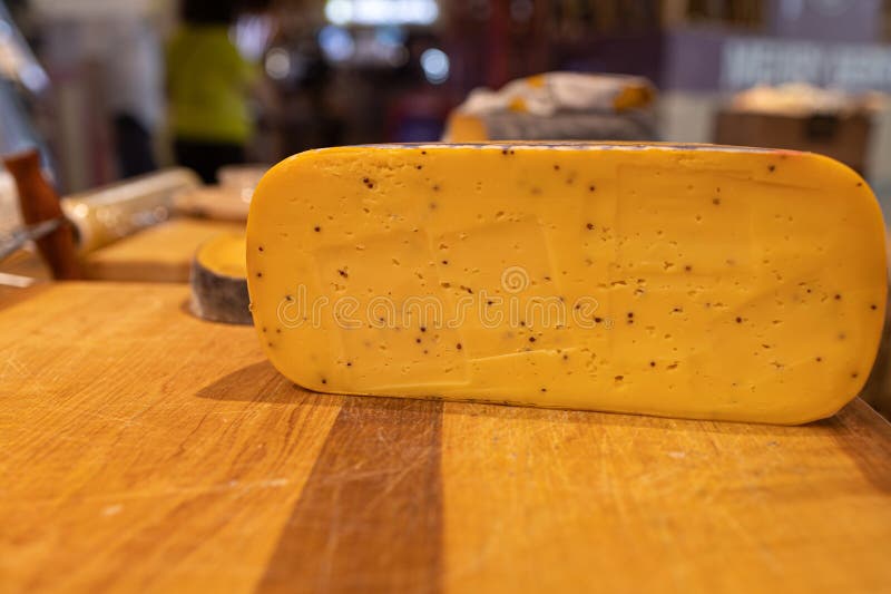 Dutch cheese with cumin stock photo. Image of seed, slice - 288100960
