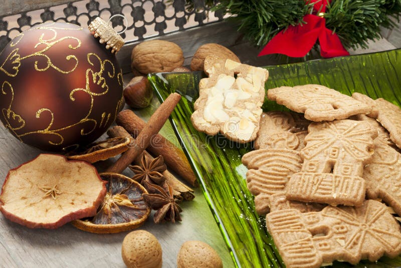 Dutch Christmas Cookies, Spices and Decoration Stock Image - Image of ...