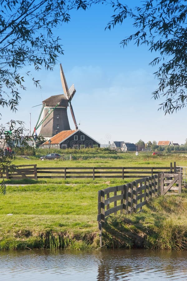 Dutch Countryside with Windmill Stock Photo - Image of light ...