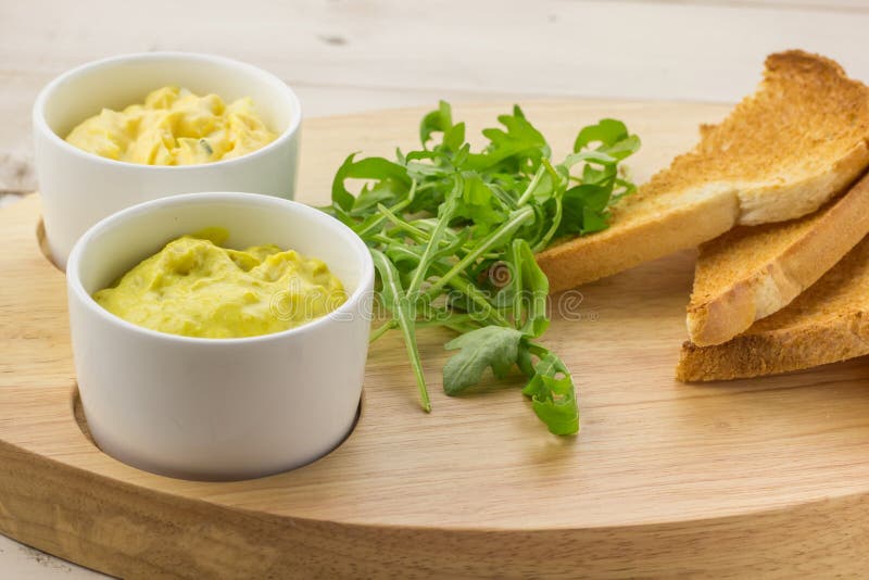 Dutch Curried Chicken Salad, Egg and Chive Salad and Toast Stock Image ...