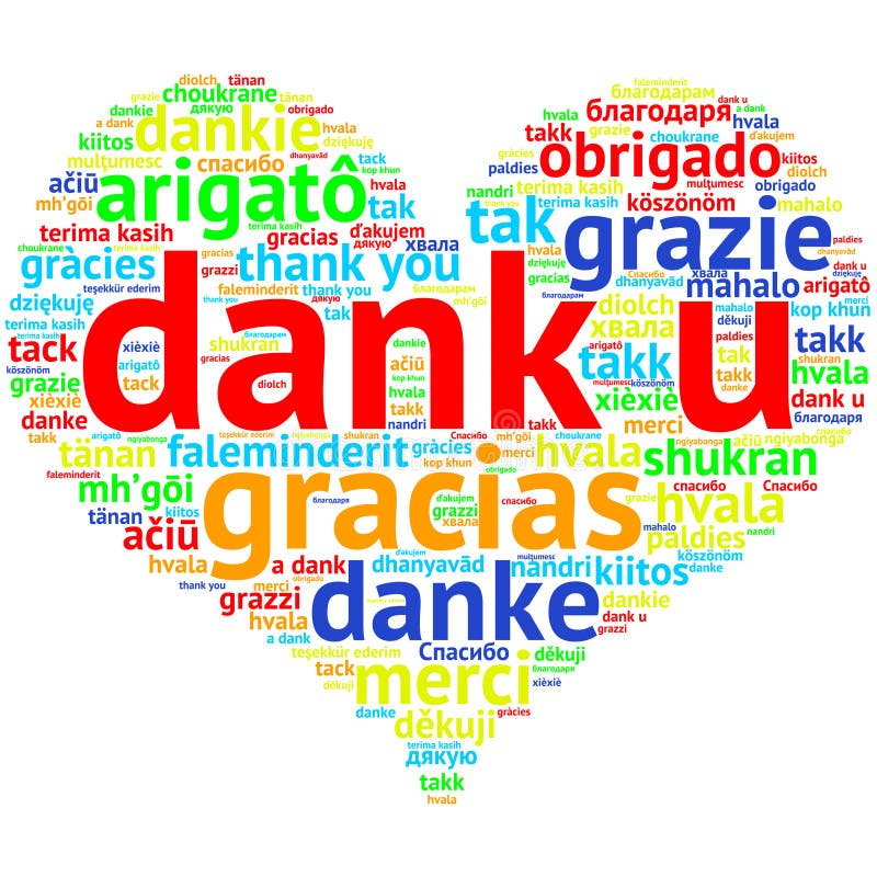Dutch Dank U, Heart Shaped Word Cloud Thanks, on White Stock ...
