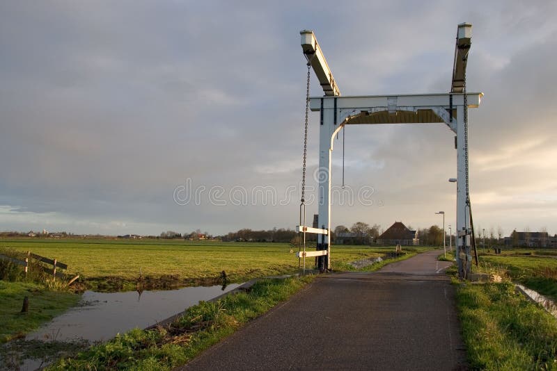 Dutch drawbridge stock image. Image of grass, flat, netherlands - 301097