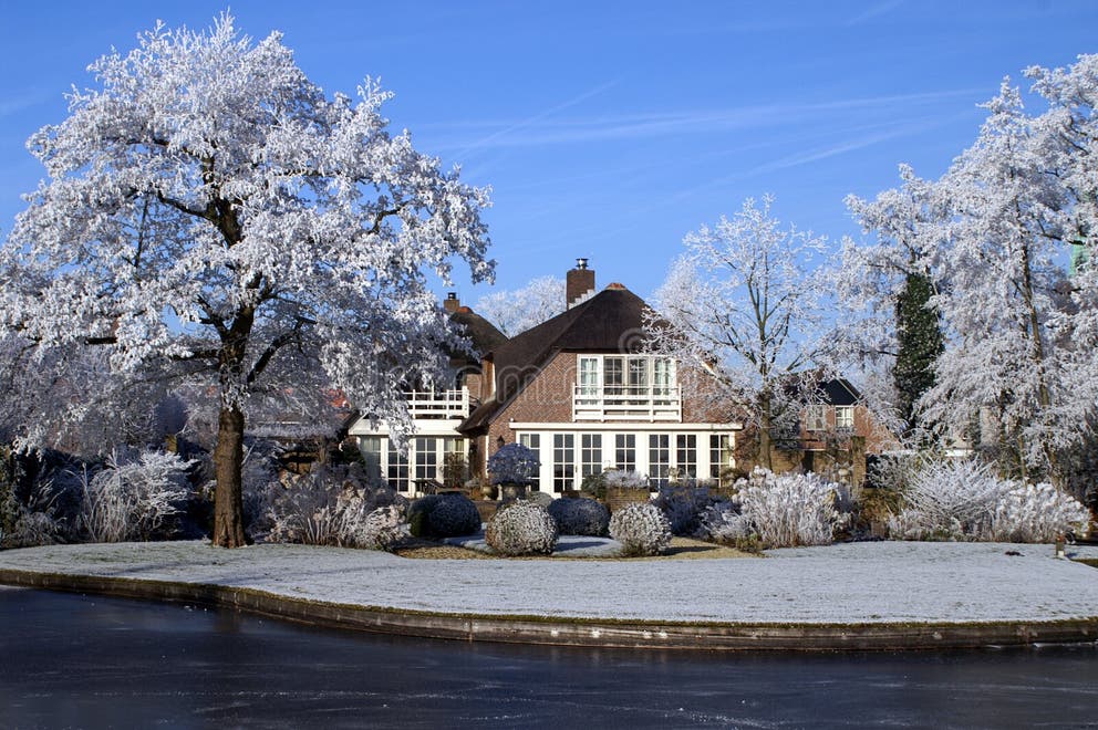 Dutch estate in winter stock photo. Image of real, roof - 7744940