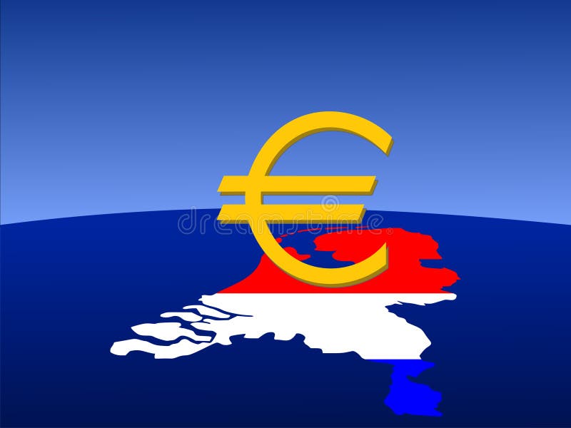 Dutch euro sign with map stock vector. Illustration of european - 2345074
