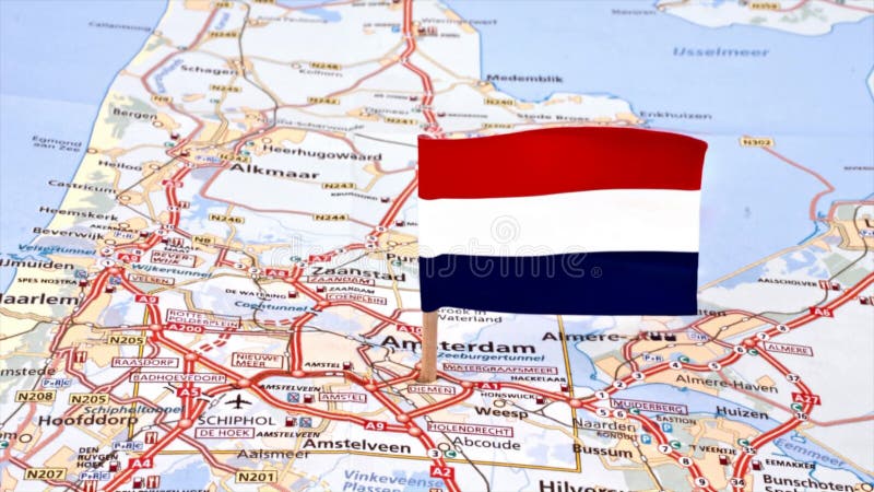 Dutch Flag with the Colors Red, White and Blue on the Map of the ...