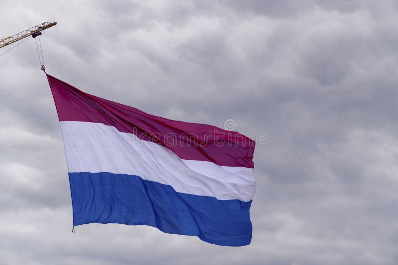 Dutch Flag Hoisted on a National Holiday Stock Photo - Image of white ...