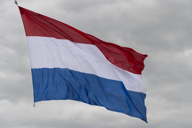 Dutch Flag Hoisted on a National Holiday Stock Photo - Image of white ...