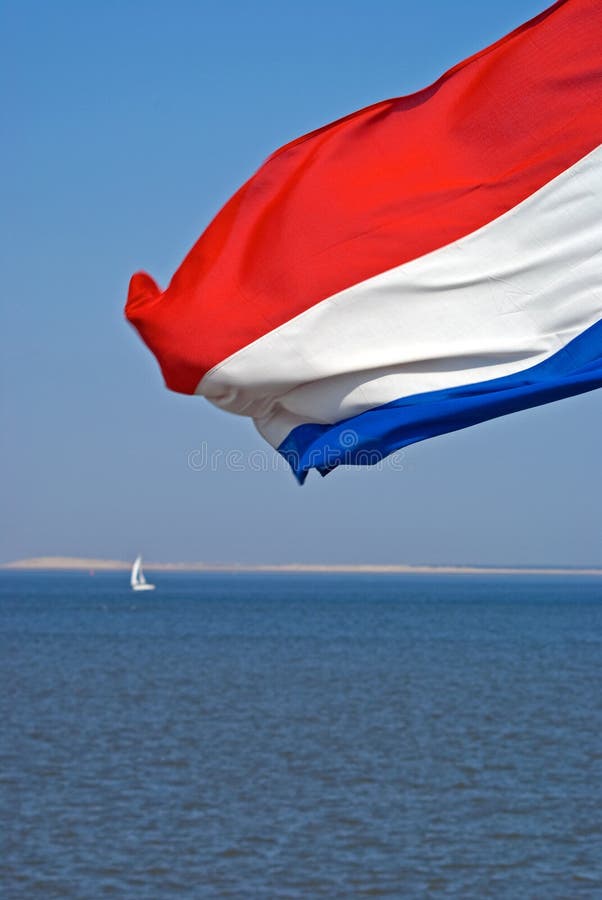 Dutch Flag with Small Sailing Ship on Background Stock Image - Image of ...