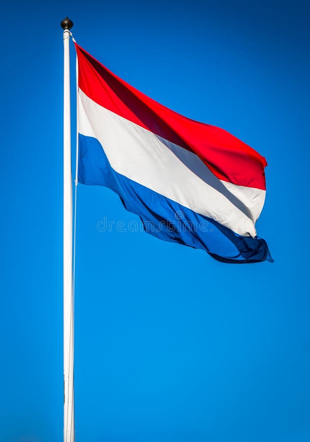 Dutch Flag Waving in the Wind, Netherlands Stock Image - Image of ...