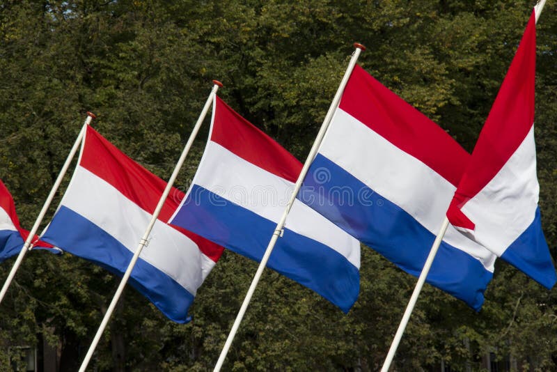 Dutch Flags on the Facade of a House Stock Image - Image of holiday ...