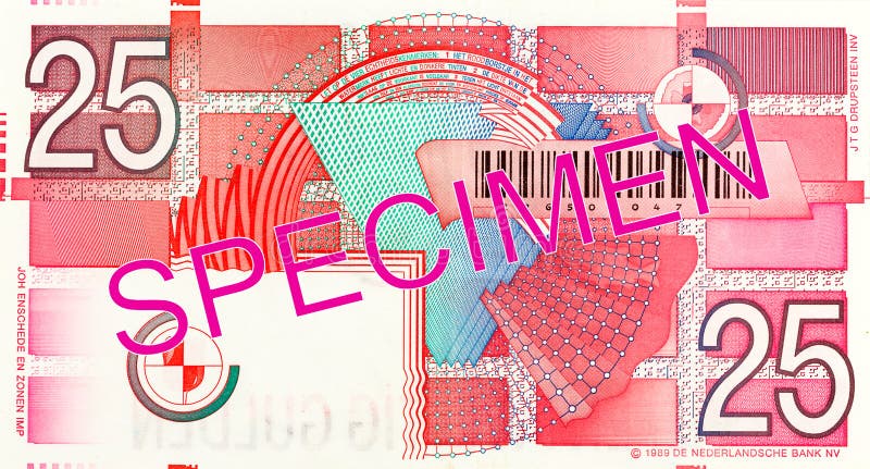25 Dutch Guilder Note Obverse Stock Photo - Image of macro, investment ...
